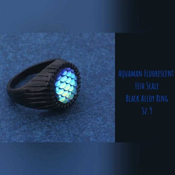 Jewelry | Aquaman Fish Scale Ring In Black Sz9 | Poshmark